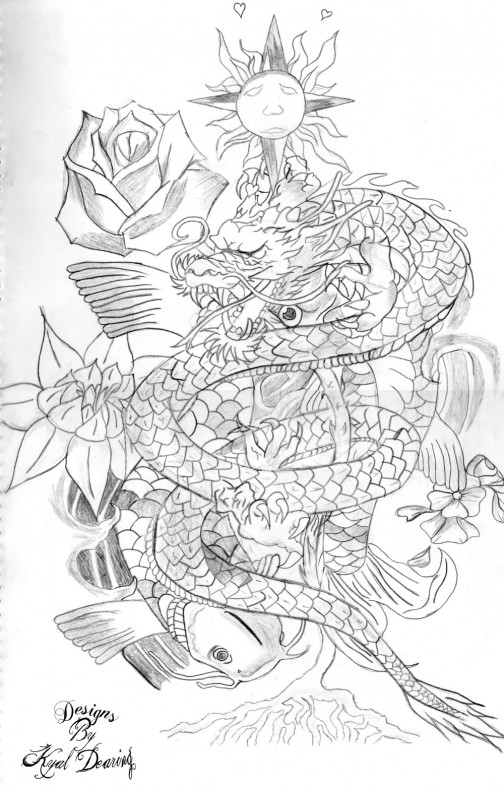 Dragon Koi Fish Tattoo Design - | Tattoomagz › Tattoo Designs / Ink ...