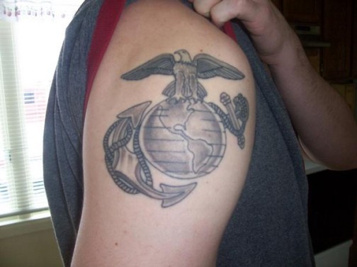 Eagle Globe And Anchor Right Shoulder Tattoo - | Tattoomagz › Tattoo ...